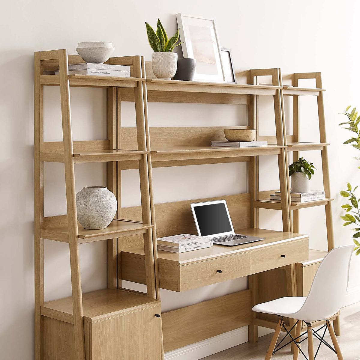 Bixby 3-Piece Wood Office Desk and Bookshelf | Rafael Interiors